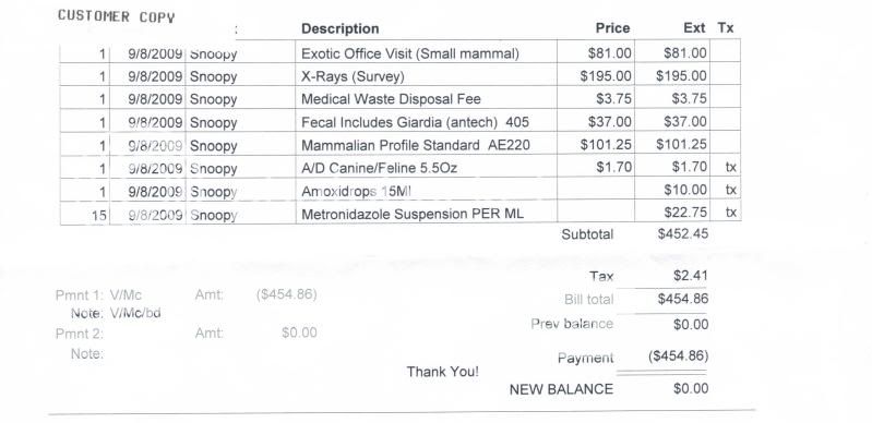 Want to see my vet bill? | The Holistic Ferret Forum